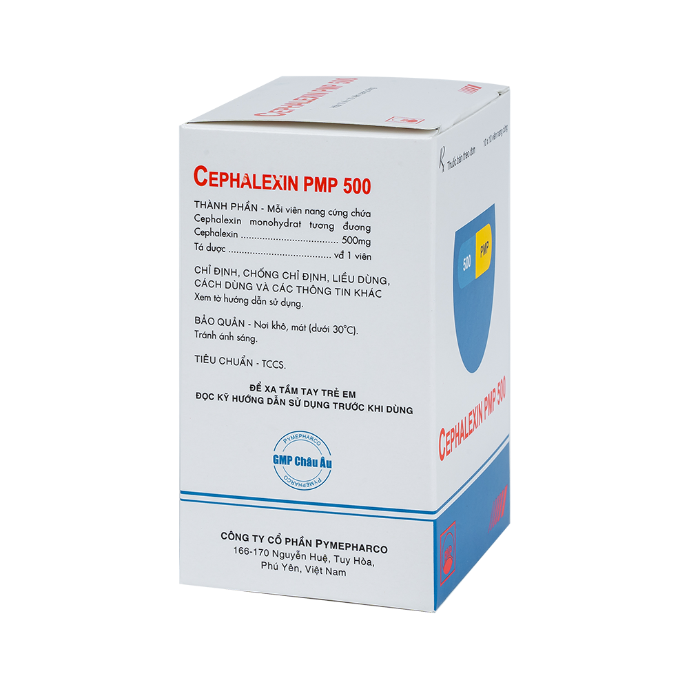 CEPHALEXIN PMP 500 Hộp 10 vỉ x 10 viên nang (nang vàng - xanh ...