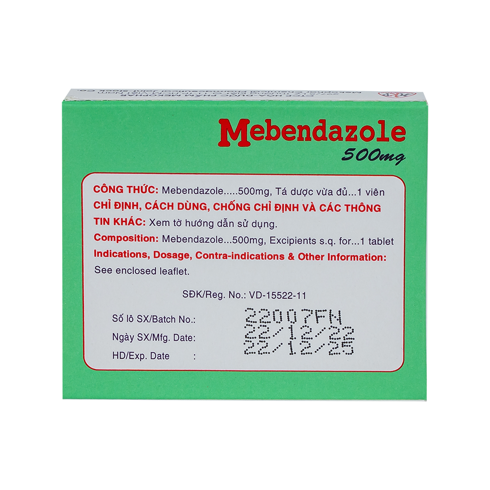 MEBENDAZOLE 500mg (H/1VBP) | CEVPharma GHCH Kim cương - Vimedimex